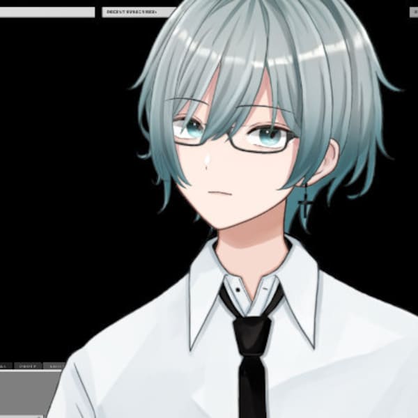 Male Vtuber Model ORIGINAL DATA + PSD | 8 Expressions, Glasses, Hair ...