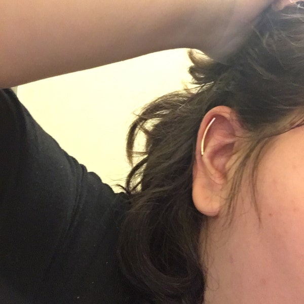 Smooth Cartilage Bar Earring | 14K Gold Fill Polished Long Cartilage Helix Hex Bar Earrings ...