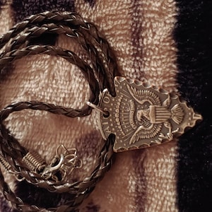 Hand Cut Coin Arrowhead Pendant With 18 Braided Leather Cord Necklace ...