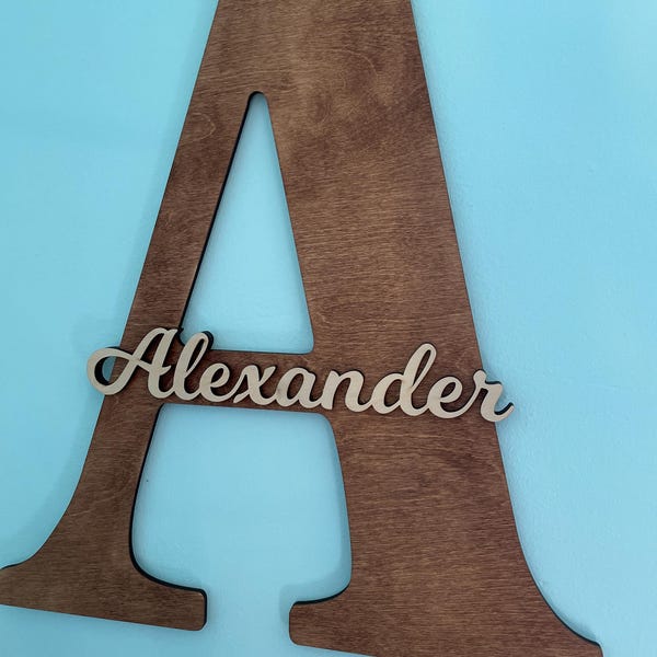 Custom Wooden Wall Name Sign Wood Big Letters Modern Nursery Bedroom ...