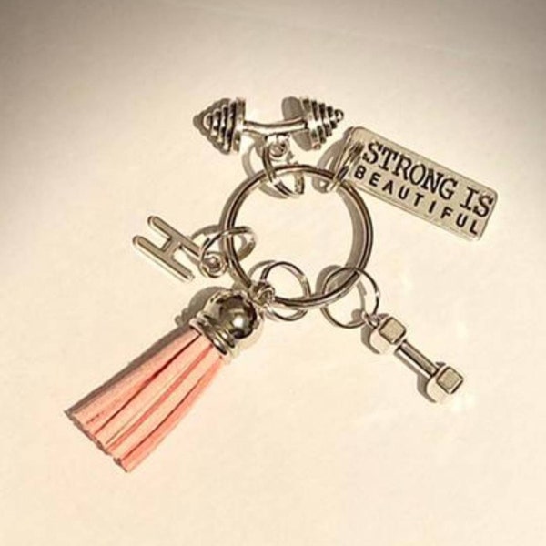 Gym Gift, Ladies Gym Keychain, Strong is Beautiful, Fitness Keyring ...
