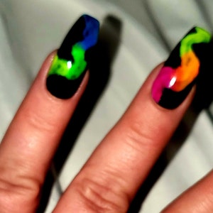 Neon Smoke Nails Smoke Nails Neon Neon Nails Nails - Etsy