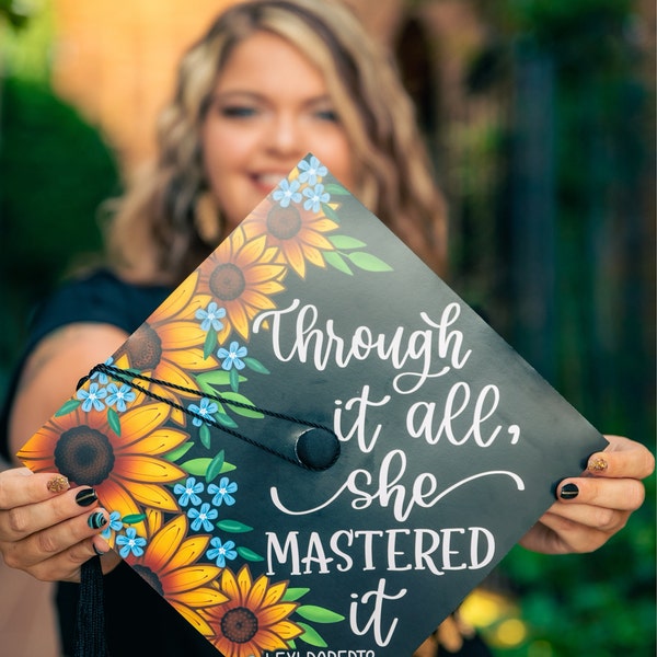 She Mastered It- Grad Cap Topper Graduation Gift Tassel Custom Grad ...