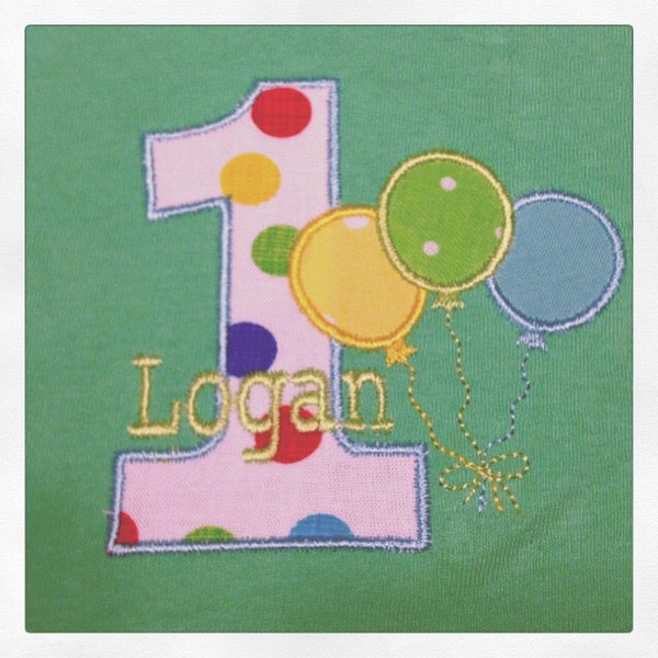 Instant Download Balloons Number 1 Applique Machine Embroidery Design ...
