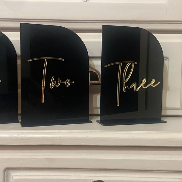 Acrylic Wedding Table Numbers, Black and White Table Numbers, Table ...
