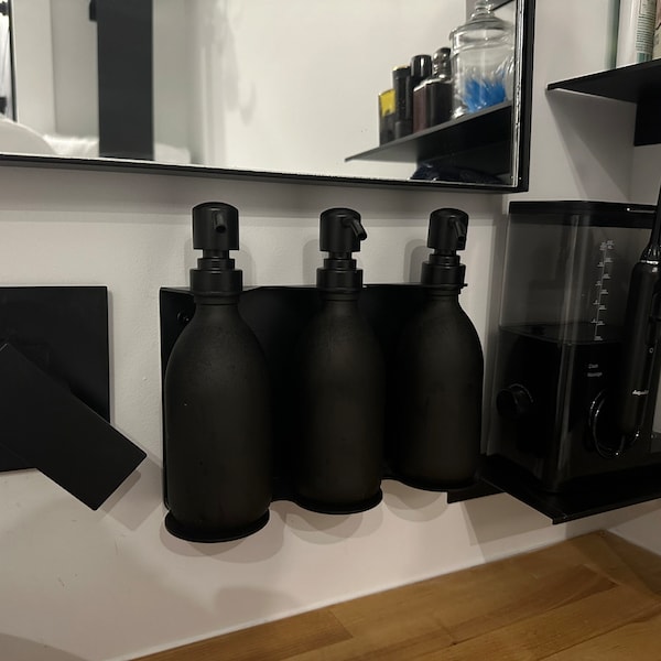 Matte Black Glass Soap Dispenser - Refillable Coloured Bottle With ...