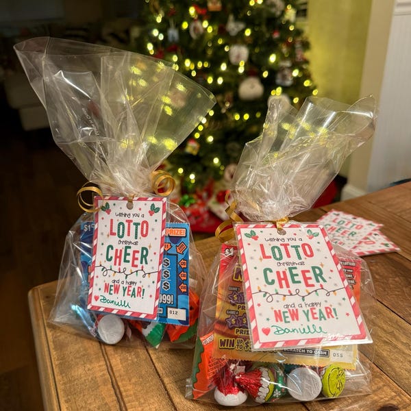 Lottery Scratch-off Gift Tags, Lotto Christmas Cheer Printable, Holiday ...