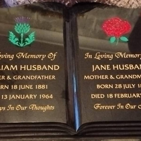 Personalised Granite Memorial Plaque Bible Open Book Grave Marker ...