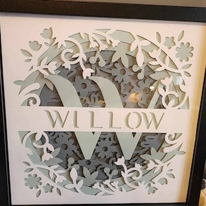 3D Flower Split Monogram A-Z Shadow Box, Alphabet Family Name SVG ...