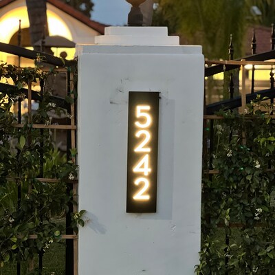 Bespoke LED House Number Sign Solid Aluminum, Dark Bronze, Vertical ...