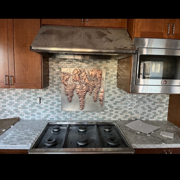 Grape Vine Wall Decor, Grapes Wall Art, Tuscan Kitchen Backsplash ...