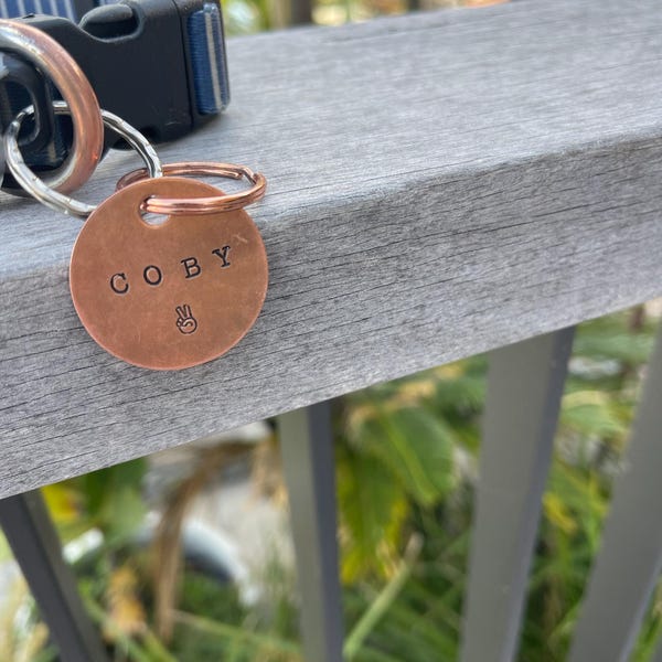 Custom Hand Stamped Dog Tags - Simple Handmade Pet Id Tag - Metal ...