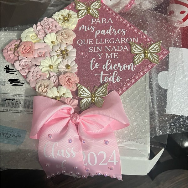Graduation Bow, Pink Grad Cap Bow, Class of 2025, Gradcap Bow ...