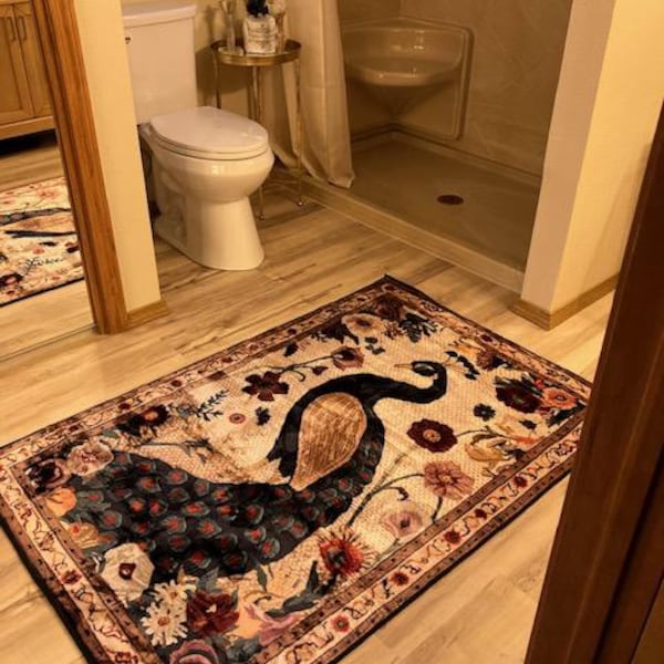 Colorful Fish Rug, Vibrant Striped Fish Design on Navy Background With ...