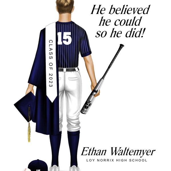 Personalized Baseball Graduation Print, Baseball Graduation Printable ...