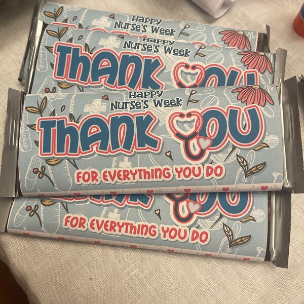 Nurses Week Chocolate Bar Wrapper: Personalized Thank You Gift (digital ...