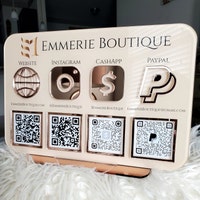 4 Icons QR Code | Multi QR Code | Qr-Code-Zeichen | QR Code Sign Business | Social Media Sign ...