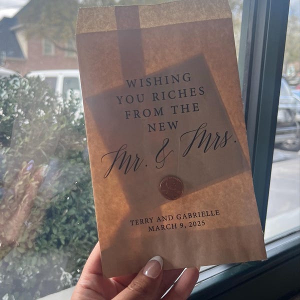 Wishing You Riches From the New Mr and Mrs Favor Bags Scratch Ticket ...
