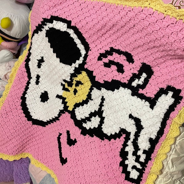 Snoopy and Woodstock Hugging C2C Crochet Afghan Pattern: Graph ...