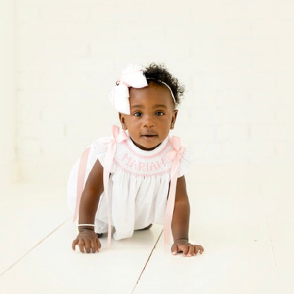 Smocked Name Bubble,custom Smock,hand Smocked Bishop Dress,monogram ...