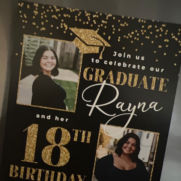 Graduation and Birthday Invitation With Photos 18th Birthday and ...