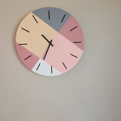 Scandi Wall Clock With Pastel Colors Minimalist Wooden Clock Pale ...