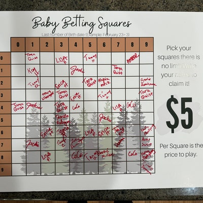 Baby Shower Baby Betting Squares Game - Etsy