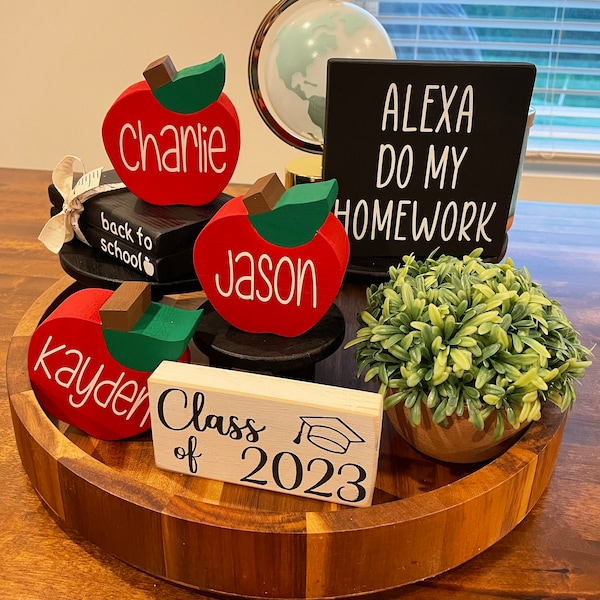 Wood Apple, Back to School Tiered Tray Decor, School Decor, Farmhouse ...