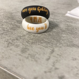 Personalized Engraved Silicone Ring 8MM Wedding Band for Men and Women ...