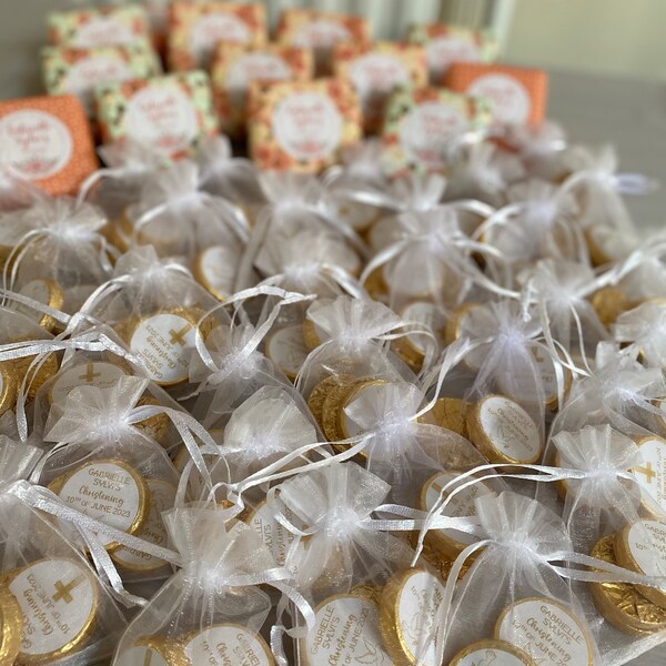 Set of 50 X 3cm Personalised Christening, Baptism, Holy Communion ...