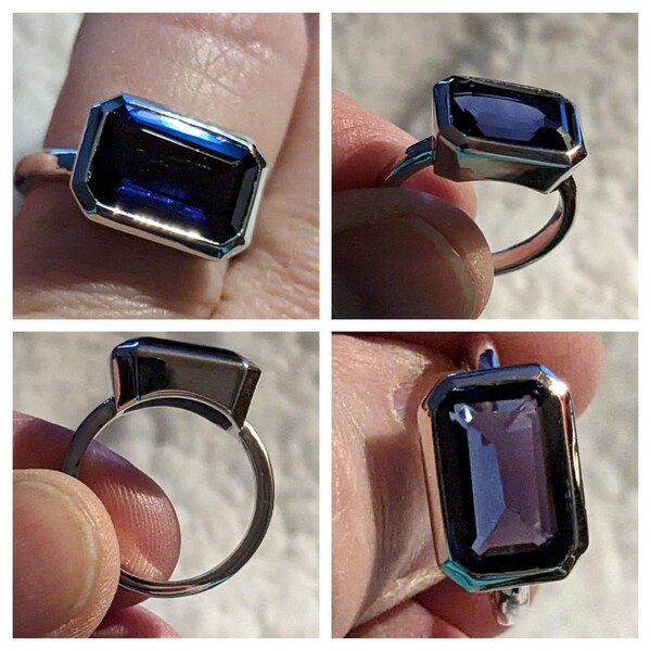 14k Solid Gold Sapphire Ring, Sapphire & Moissanite Ring, Toi Et Moi ...