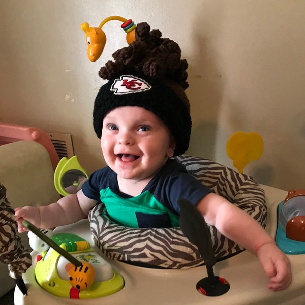 Football Inspired Hats/crochet Hats/mahomes Mohawk/ Kansas City ...