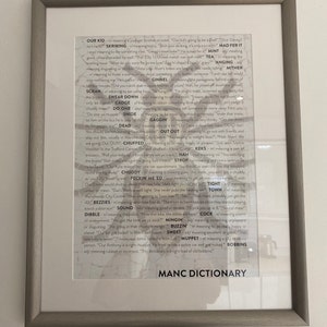 Manchester Quote Phrase Dictionary Print Poster in A1, A2, A3 or A4 ...