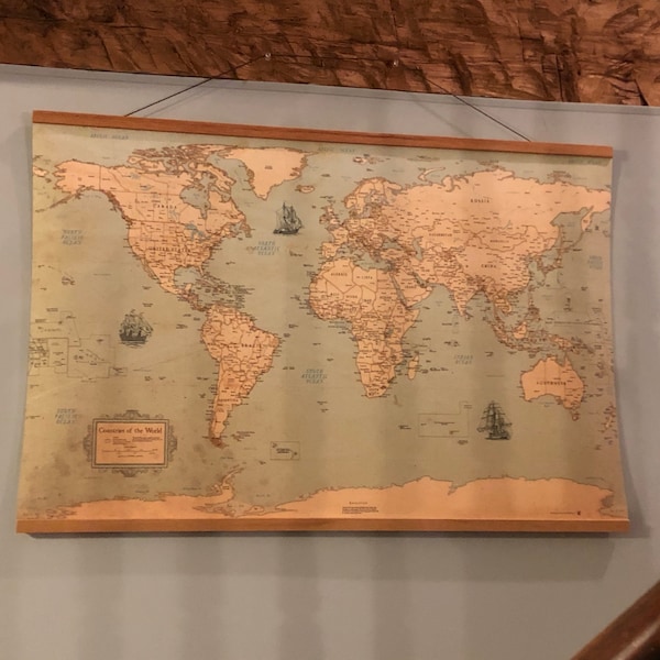 World Map - Rustic Style | Uncustomized | Old Style Wall Map | Map ...