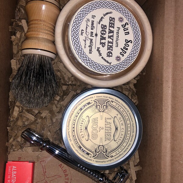 Essential Two-tone Shaving Set, Badger Hair or Vegan, Shaving Kit With ...