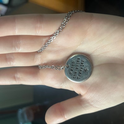 Custom Hand Stamped Pewter 1 Inch Circle Necklace Choose Your Phrase ...