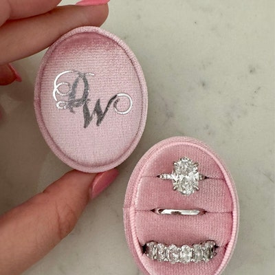 THREE SLOT Ring Box, Three Slot Velvet Ring Box, Three Slot Wedding ...