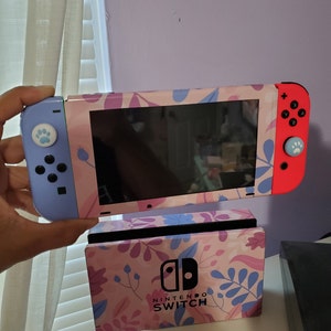 Pink Floral Pattern Nintendo Switch 2 Vinyl Sticker Violet & Purple ...
