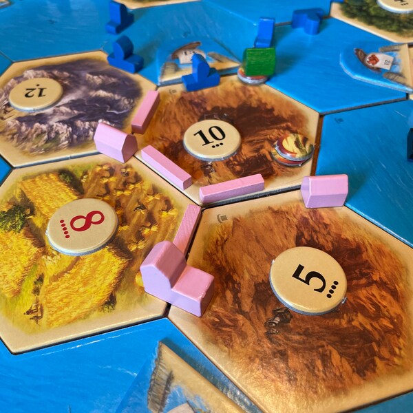 Catan Custom Colored Replacement Game Pieces Real Wood Painted in Berry ...