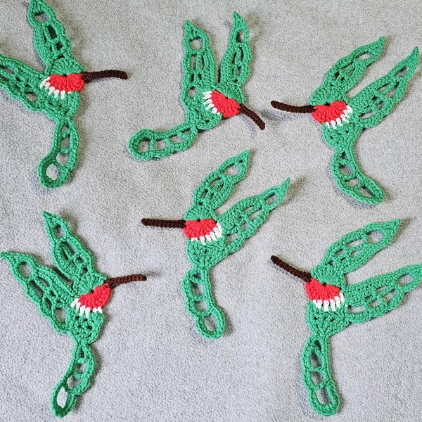 Crochet Hummingbird Applique Pattern: 2-in-1 Design (PDF Download) - Etsy