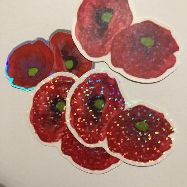 Vinyl Poppy Sticker // Glossy Finish // Decoration // Planner, Bullet ...