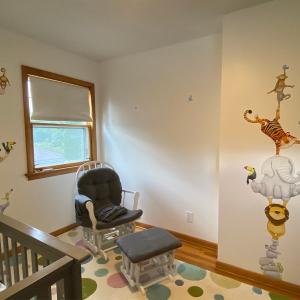 Safari Animal Stack Fabric Wall Decal, Safari Nursery, Watercolour ...