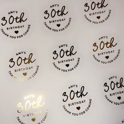 30th Birthday Stickers Personalised Birthday Sticker Foil - Etsy