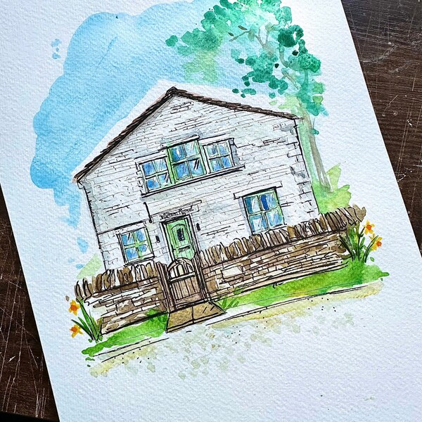 Custom House Portrait, Hand Painted, Housewarming Gift, First Home ...
