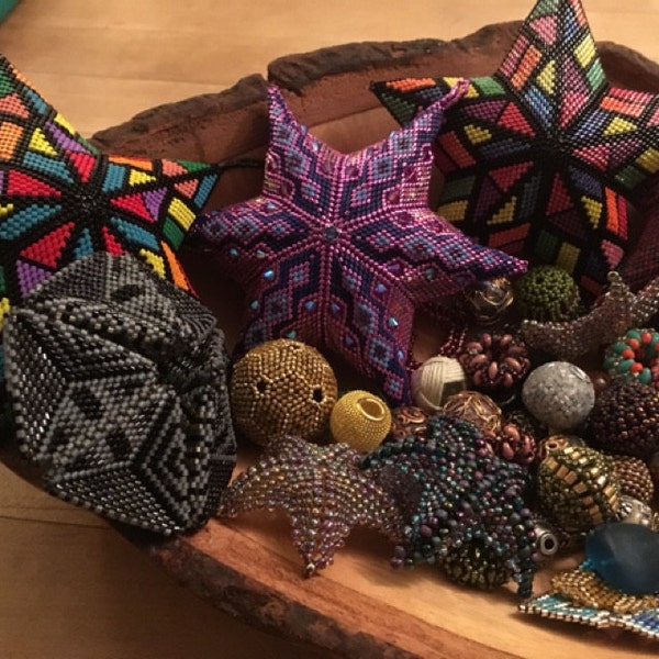 Poinsettia, 3D Peyote Star, Warped Square, Peyote Stitch, Peyote Star ...