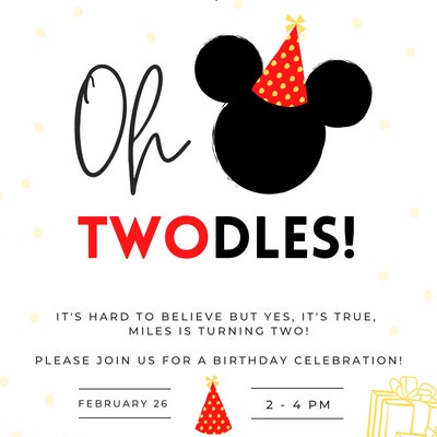 Mickey Mouse Invitation, Mickey Mouse 2nd Birthday Invitation Printable ...