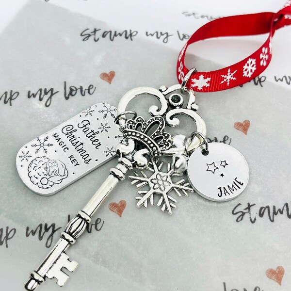 Personalised Father Christmas Magic Key, Custom Hand Stamped Christmas ...