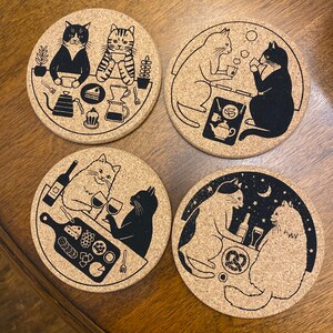 Cat Pairings Coaster Set - Etsy