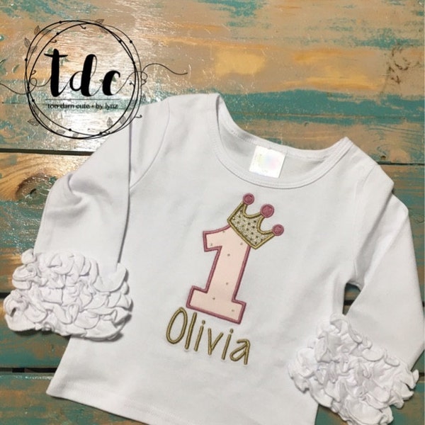 First Birthday Embroidery Design, #1 Appliqué With Crown, Princess ...