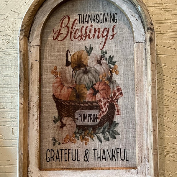 Thanksgiving Wall Decor | 14" X 22" | Arch Window Frame | Handmade Wall ...